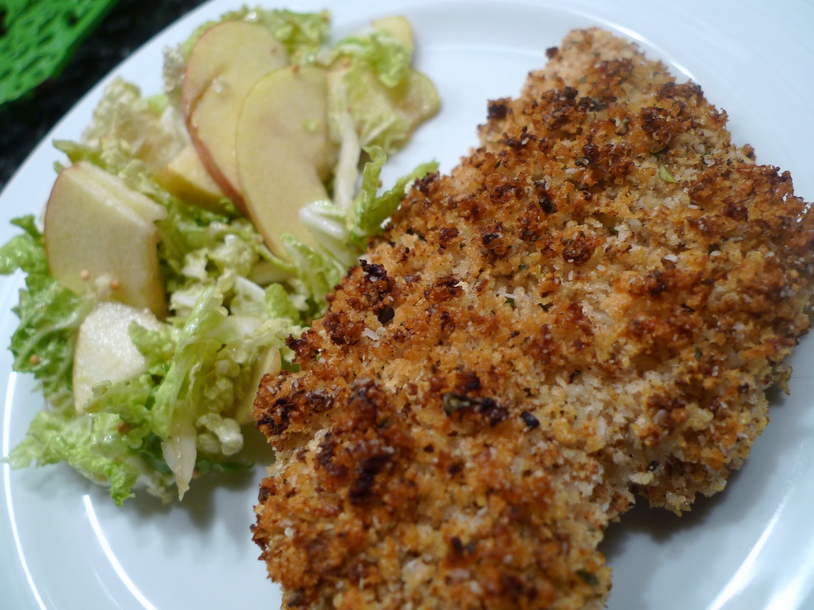 All That Glitters...: Unfried Chicken with Cabbage and Apple Slaw