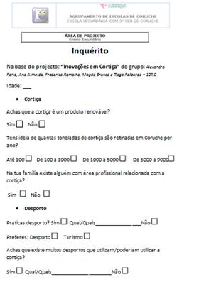 Inovações em Cortiça: O inquérito