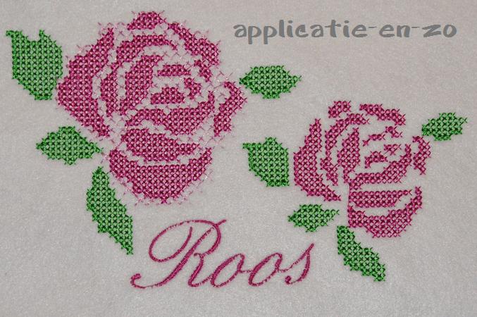 applicatie-en-zo: kruissteek borduurmachine patroon van een roos