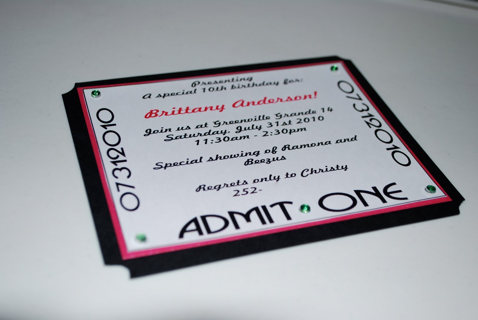 Duvy's Designs: Movie Ticket Stub Invitations