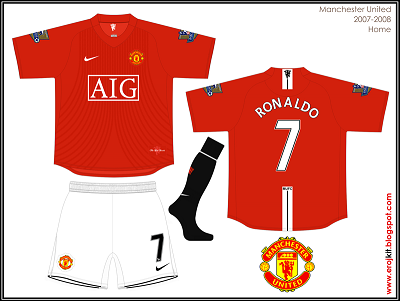 Kit Design, by eroj: 2007-2008 Manchester United (Home, Away e Third)