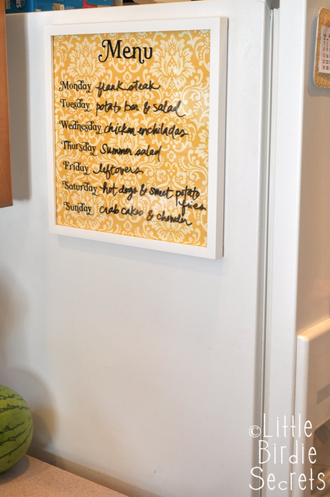 weekly wipe-off menu board & magnets | Little Birdie Secrets