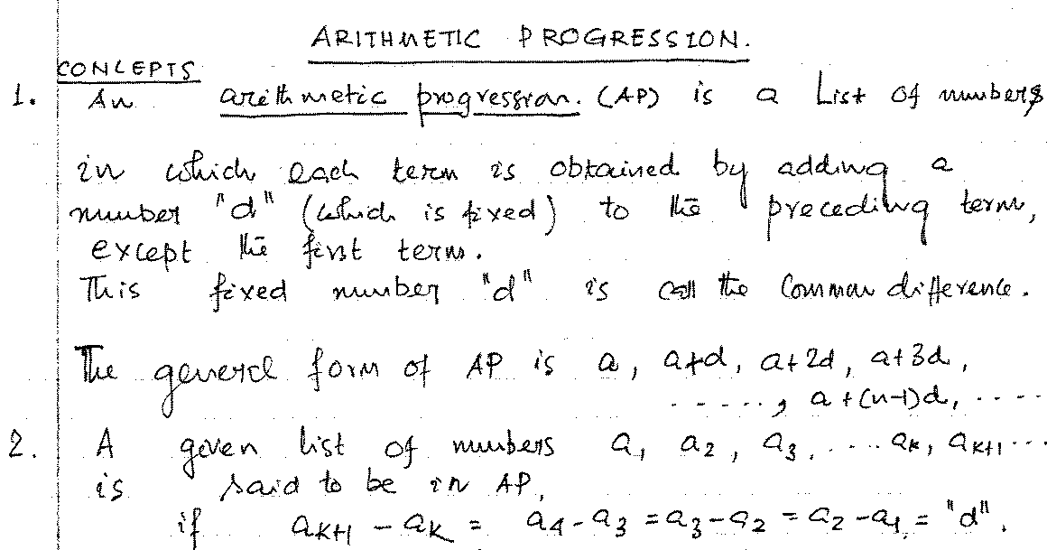 The CBSE Problem Solver: Arithmetic Progression - Concepts