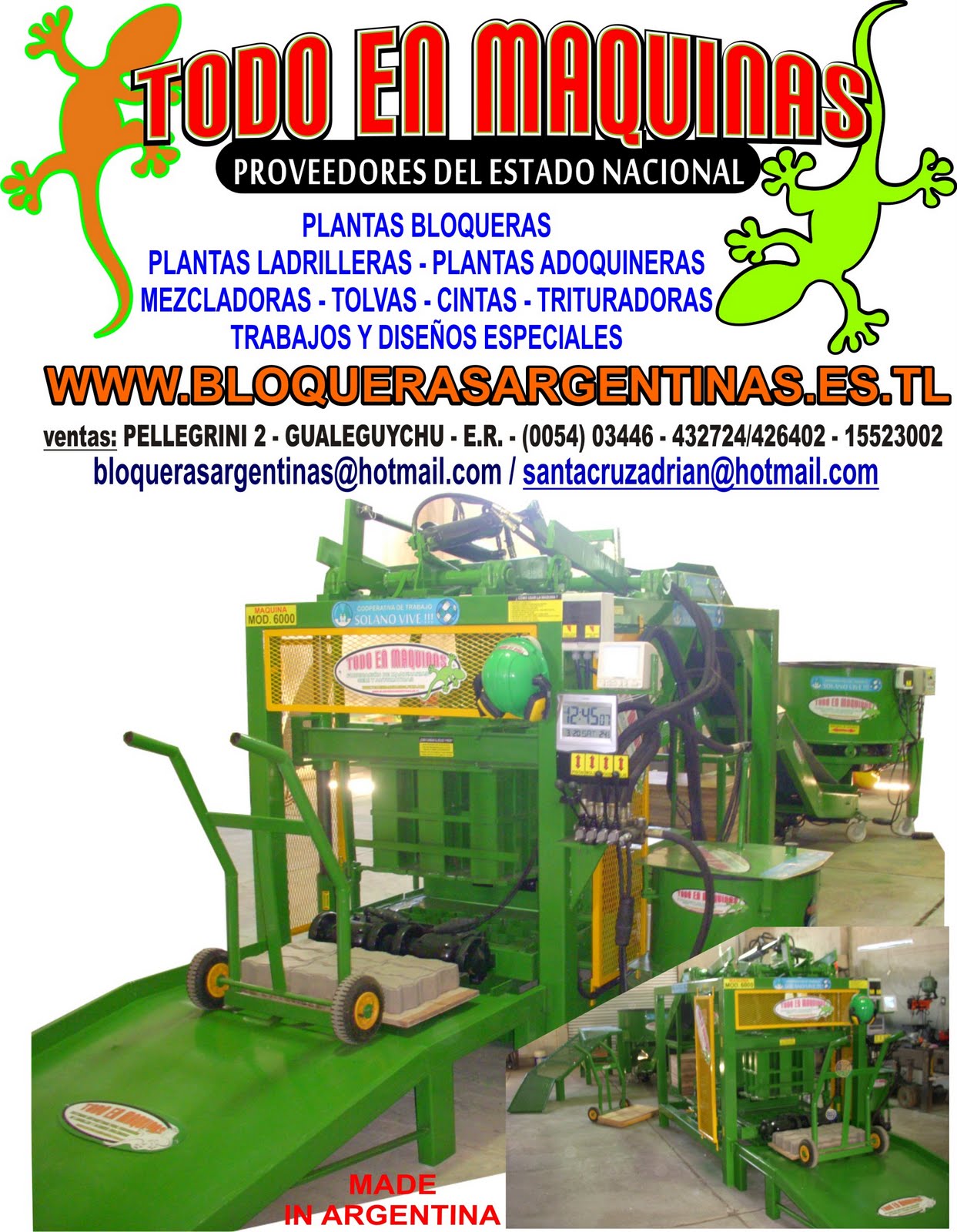 www.bloquerasargentinas.es.tl: FABRICANTE DE BLOQUERAS ADOQUINERAS