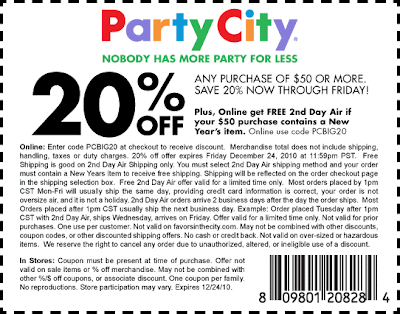 The Centsible Couponer: Party City 20% Off, $50 Minimum Purchase