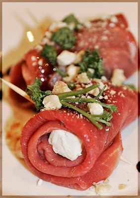 Springbok Carpaccio filled with Kiri chees | Memoir of a tongue