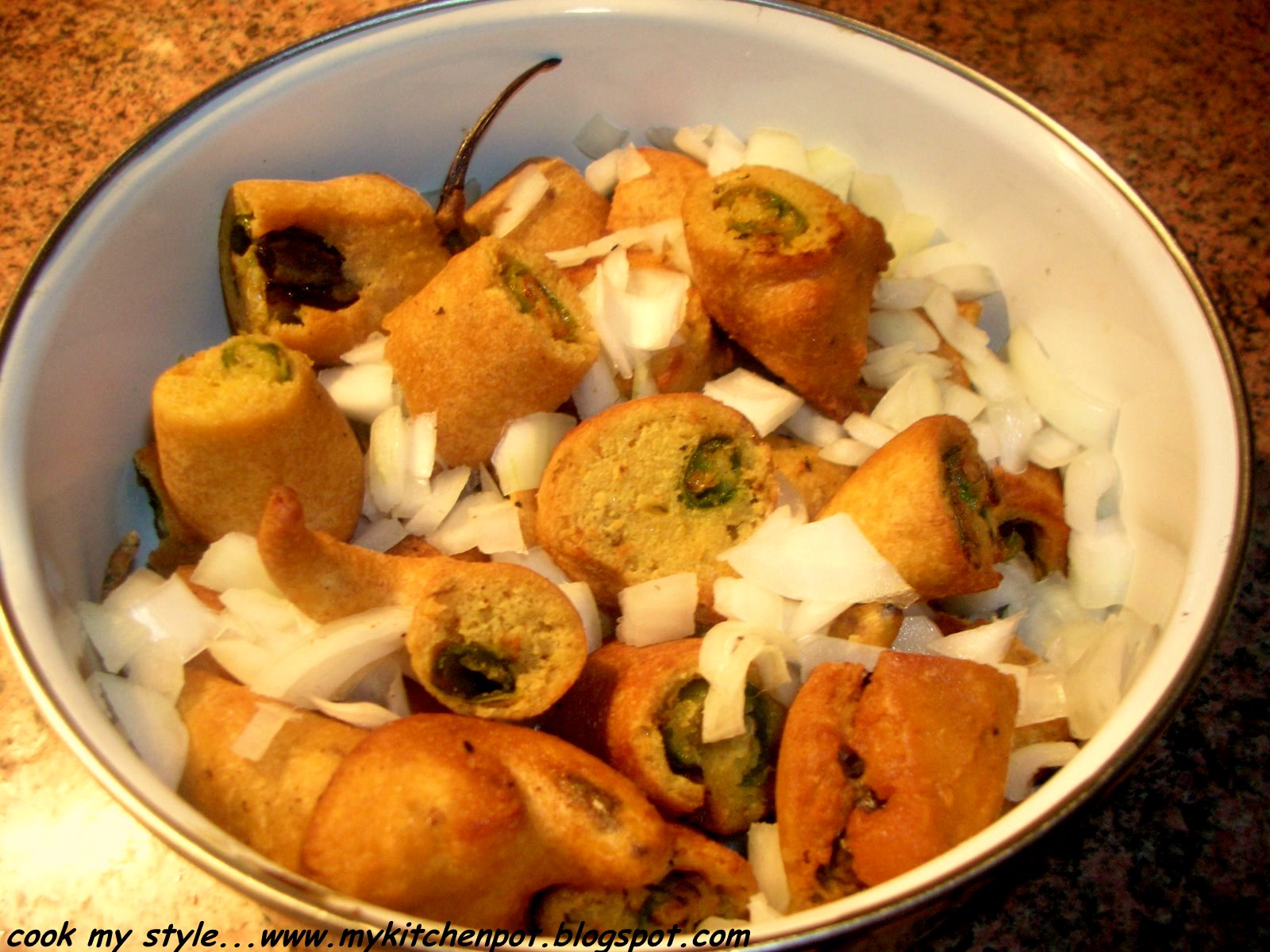 cook my style...: Cut masala mirchi