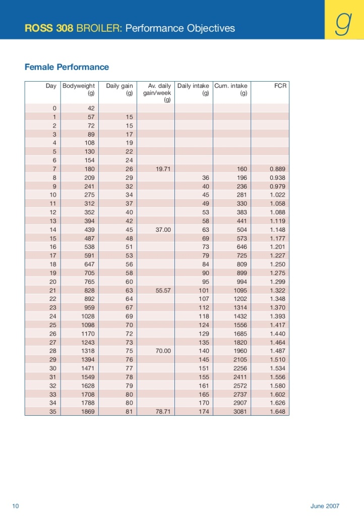 CV. MITRA UTAMA: Ross 308 BROILER STANDARD PERFORMANCE