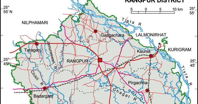 Maps of Bangladesh: Political Map of Rangpur District