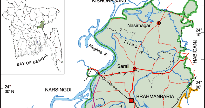 Maps of Bangladesh: Political Map of Brahmanbaria District
