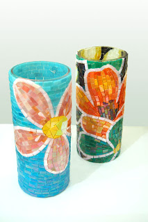 Hakatai Tile: Glass mosaic vases