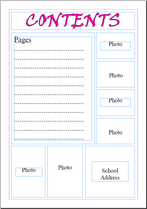 Danielle.Gare.As media: Plan of Contents Page