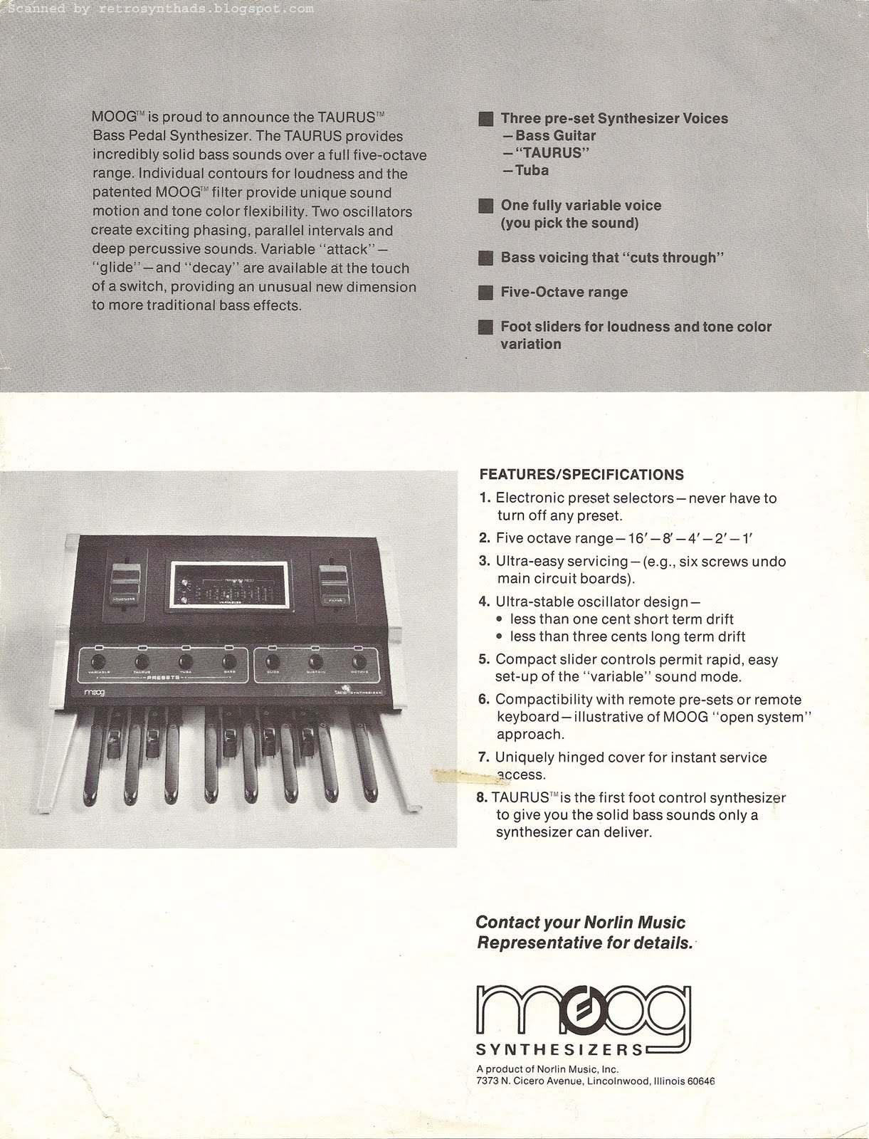 Retro Synth Ads: Moog Taurus Bass Pedal Synthesizer (aka Taurus 1 ...