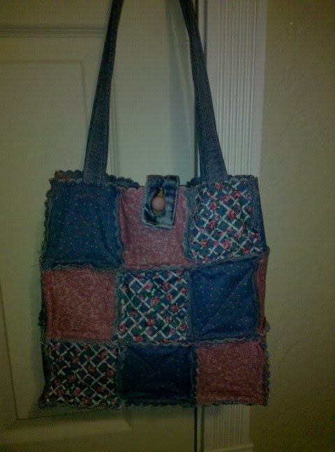 Welcome to Scrappin' Cat's Creative Endeavors: Rag quilt tote bag