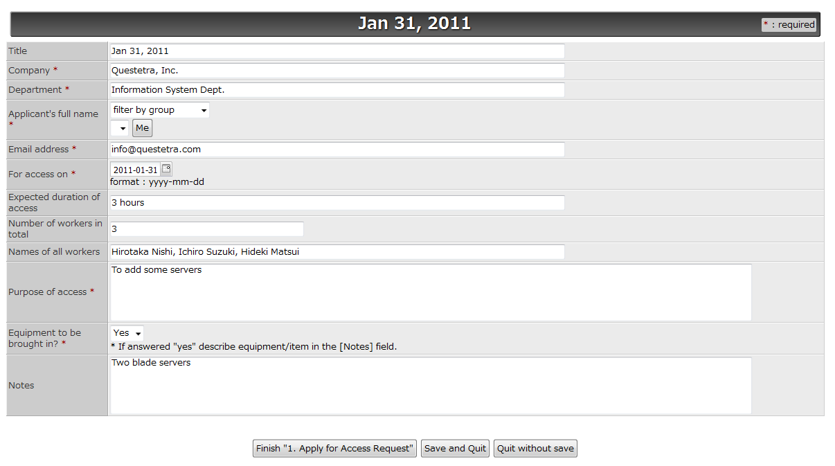 Workflow Sample: January 2011