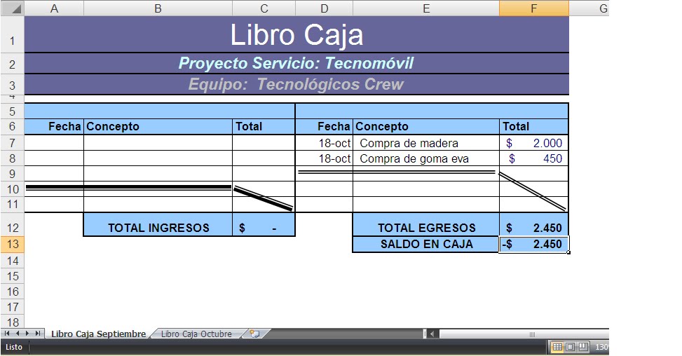 .: Libro caja septiembre