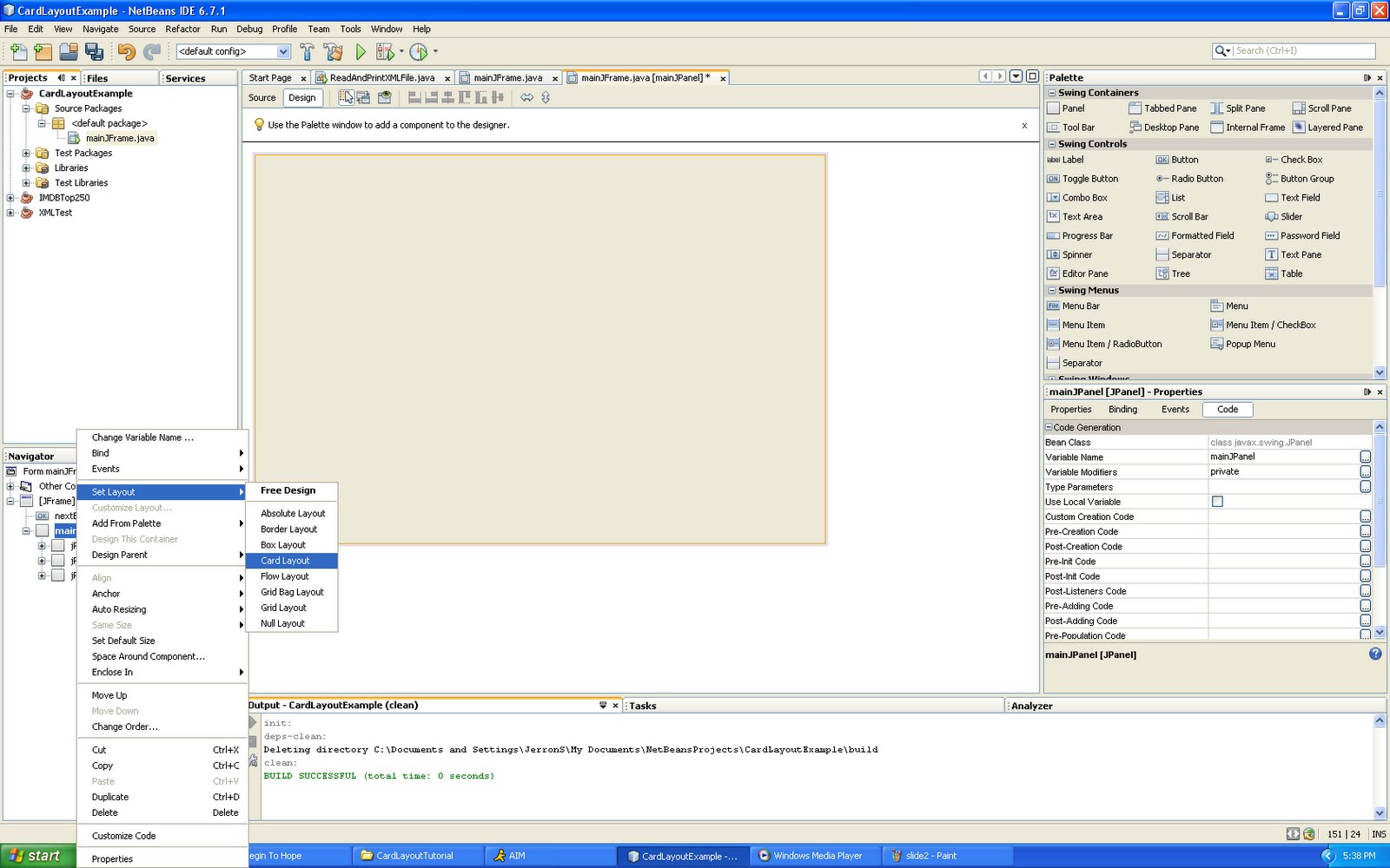 Hello Blog: Using CardLayout in Netbeans