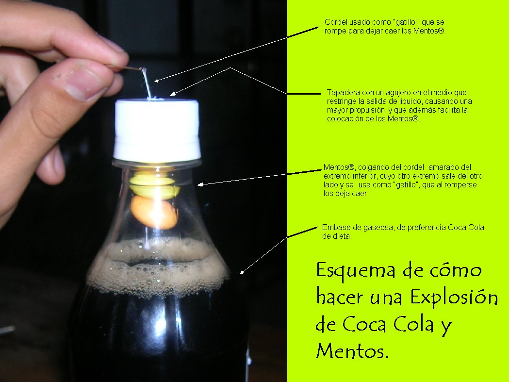 cohete coca - mentos (octavo): coca-cola y mentos