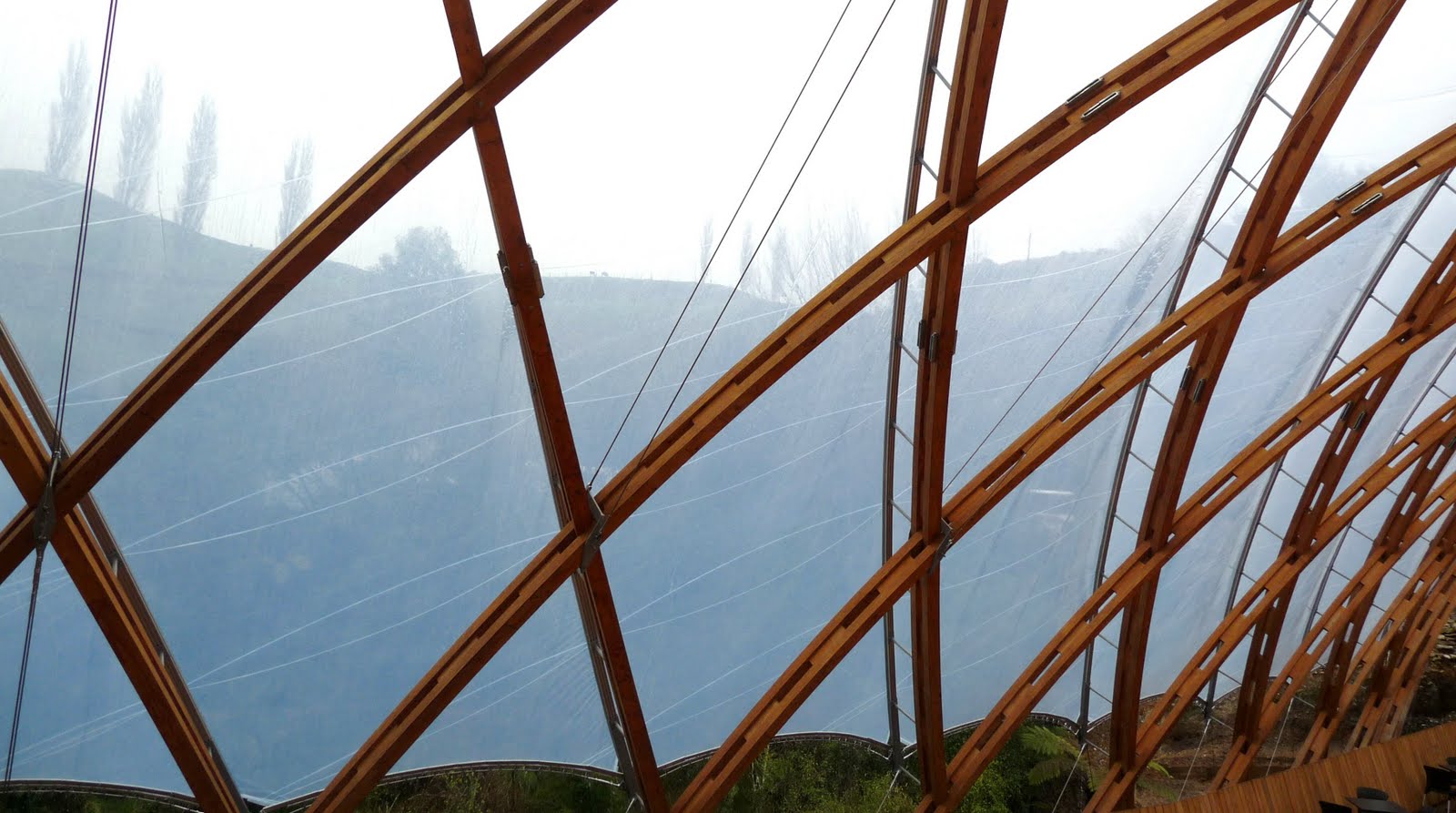 ETFE cladding held away from structure by brackets to allow cushions to ...