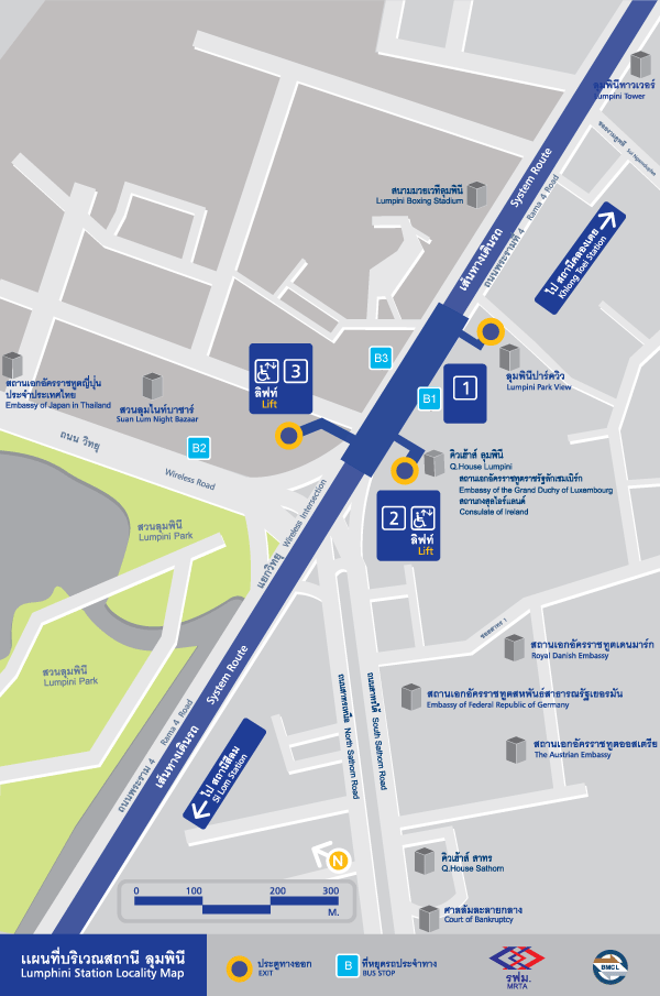 Transit Bangkok: Lumpini Station MRT Thailand Map