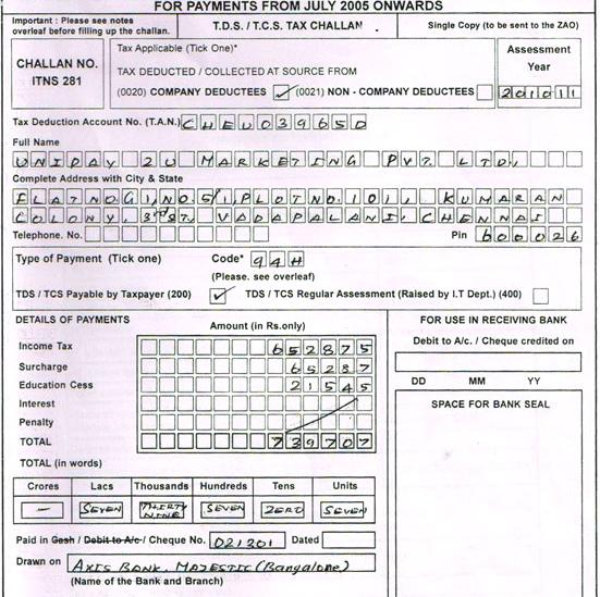 UNIPAY2U BANGLADESH: TDS (Tax Deducted at Source) Certificates in India