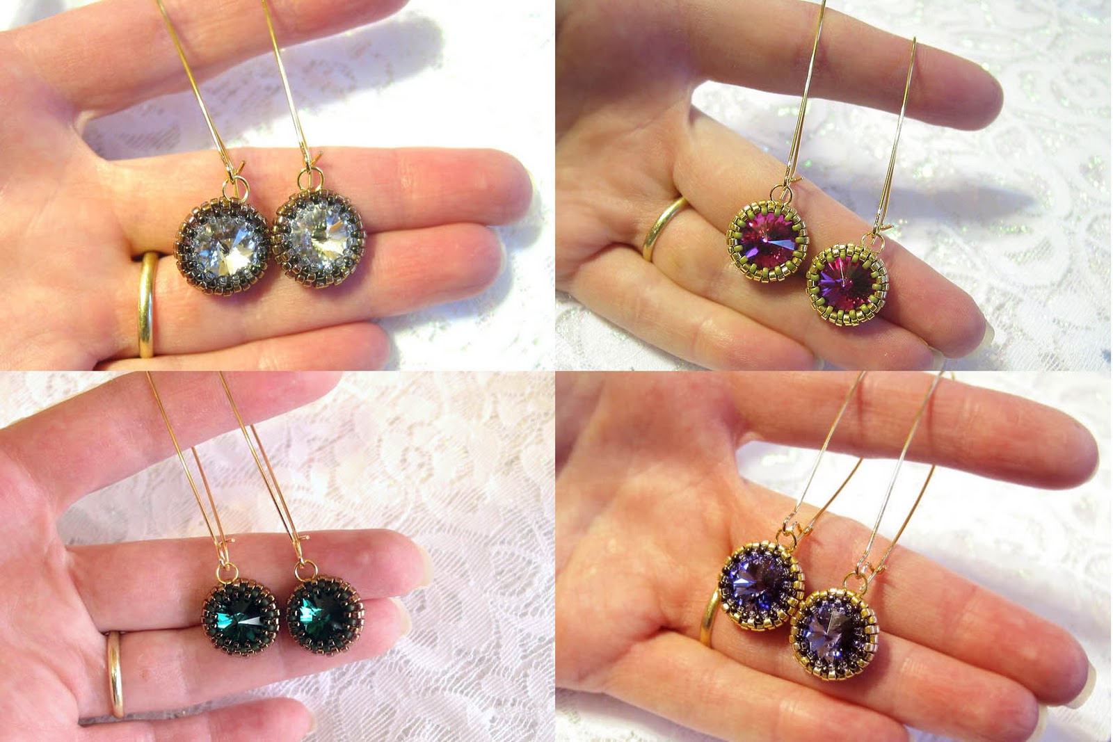 Valeria Beads: Beaded Rivoli Swarovski Crystal earrings