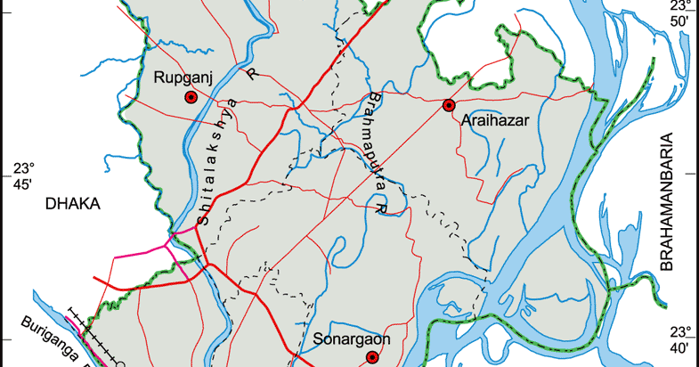 Maps of Bangladesh: Political Map of Narayanganj District