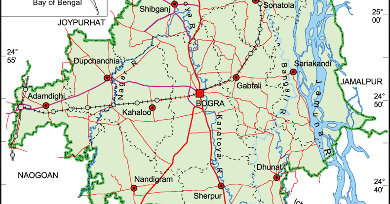 Maps of Bangladesh: Political Map of Bogra District