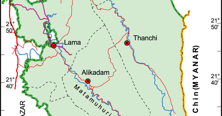 Maps of Bangladesh: Political Map of Bandarban District
