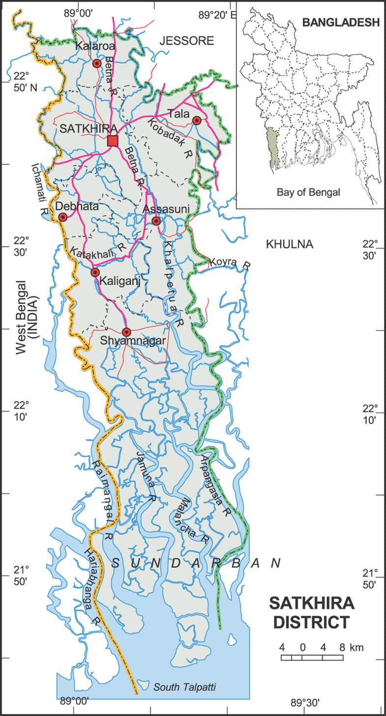 Maps of Bangladesh: Political Map of Satkhira District