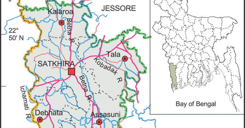 Maps of Bangladesh: Political Map of Satkhira District
