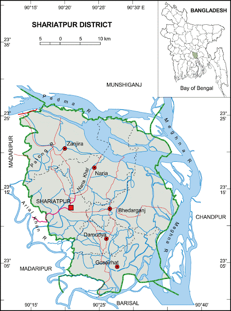 Maps of Bangladesh: Political Map of Shariatpur District