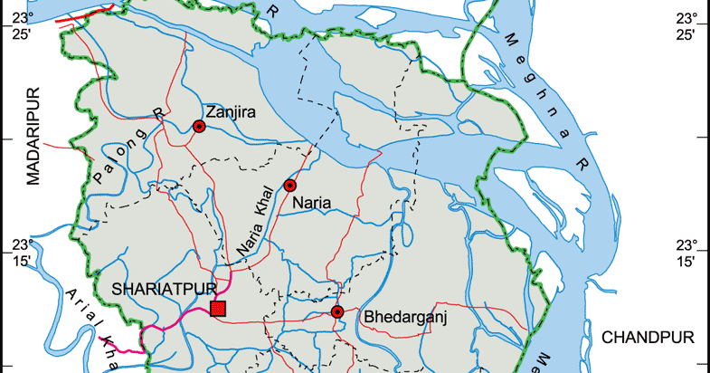 Maps of Bangladesh: Political Map of Shariatpur District