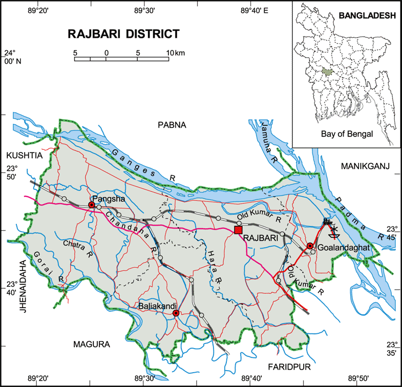 Maps of Bangladesh: Political Map of Rajbari District