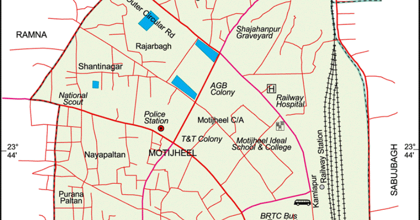 Maps of Bangladesh: Political Map of Motijheel Thana - Dhaka District