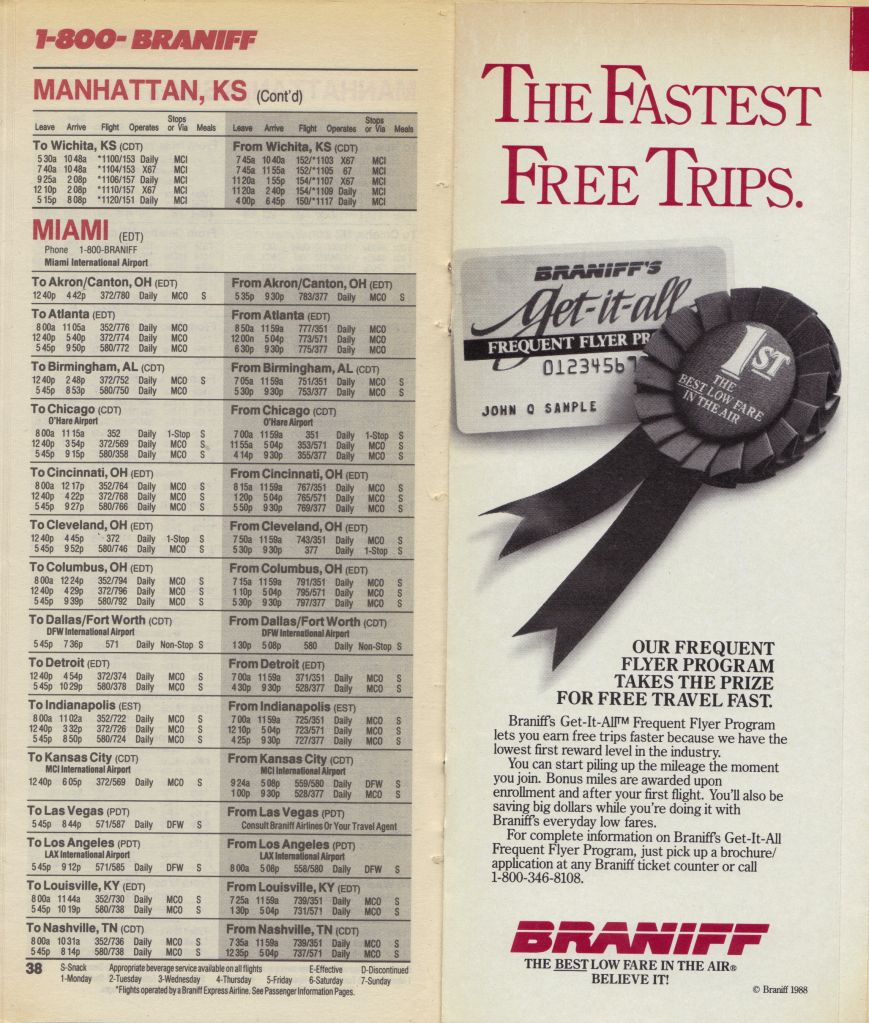Airline memorabilia: Braniff (1988) (Braniff II)