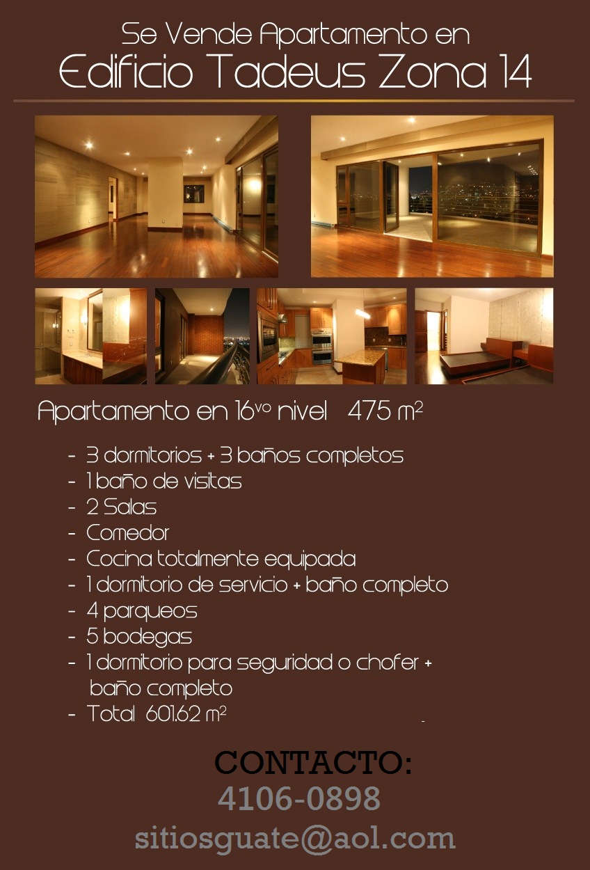 Sitios: Apartamento de Lujo Edificio TADEUS zona 14