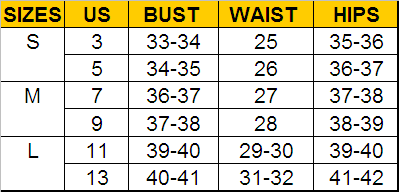 THE PRESENT: SIZE CHART