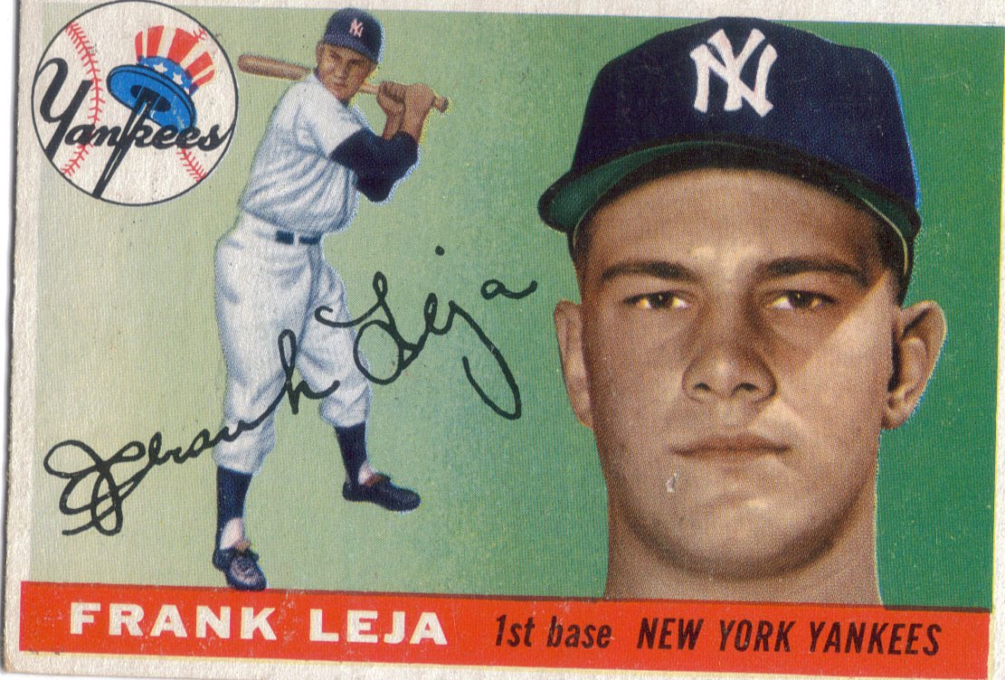 foul bunt: 1955 Topps #99 - Frank Leja