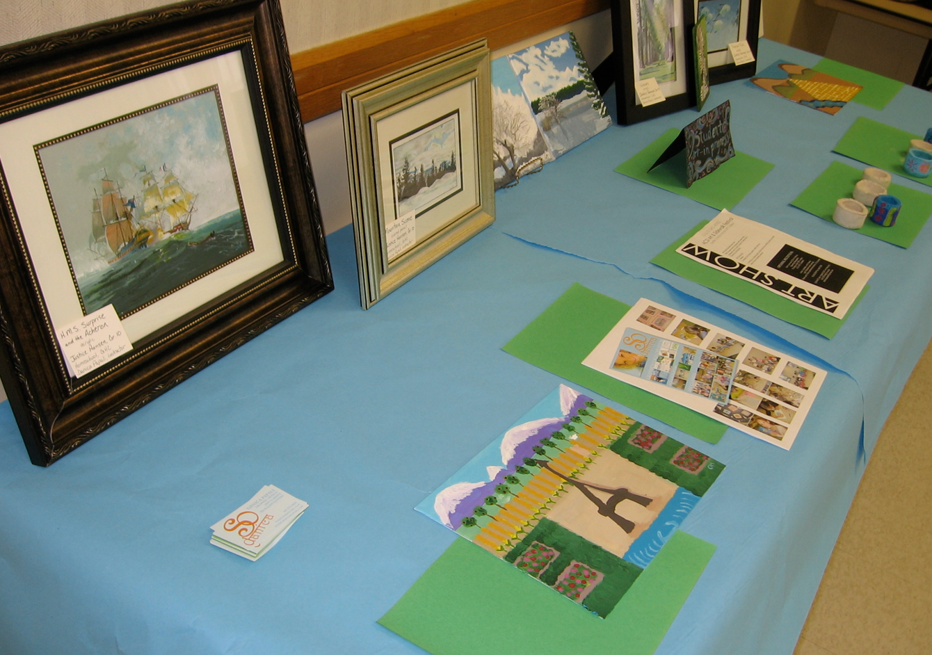 Art Instructor Danica Papali: Student Art Work Table