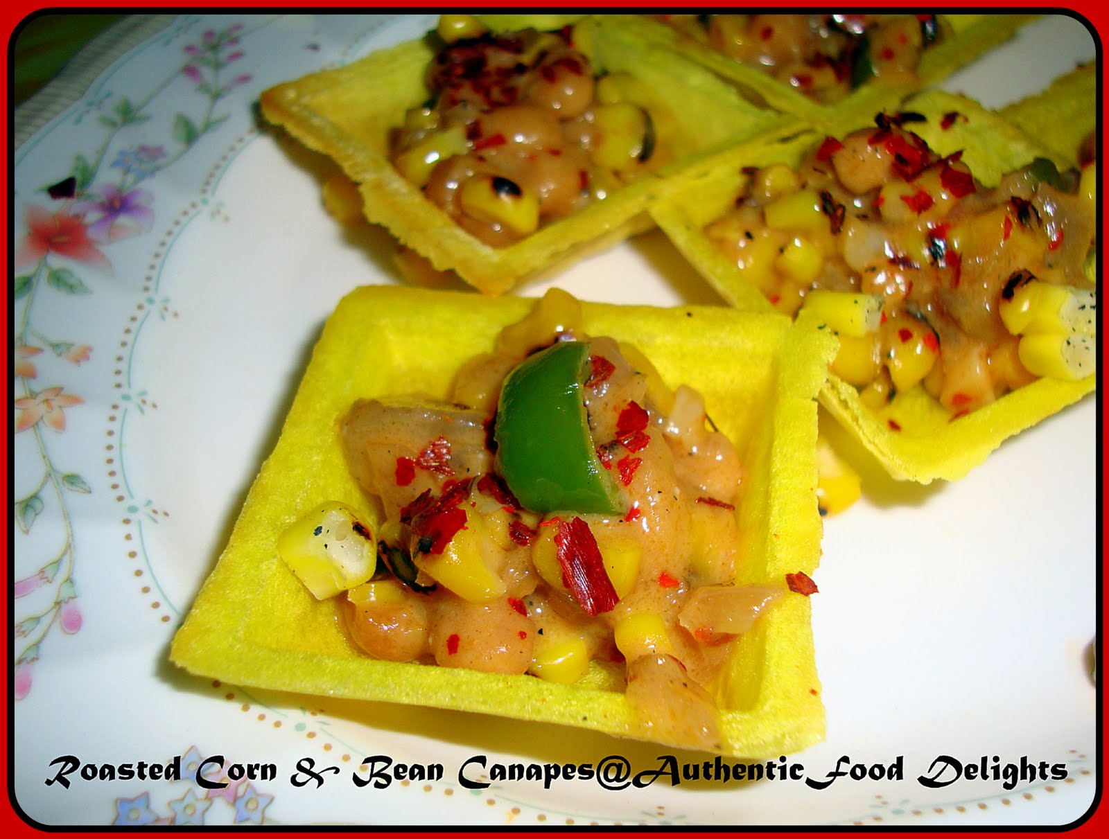 Authentic Food Delights: Roasted Corn & Bean Canapes