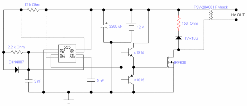 rodjoelgroup: 555 Timer-Based Flyback Transformer Driver