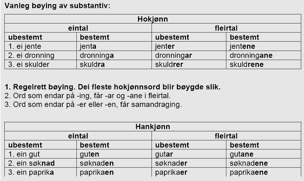 Alex Norsk: Nynorsk substantiv