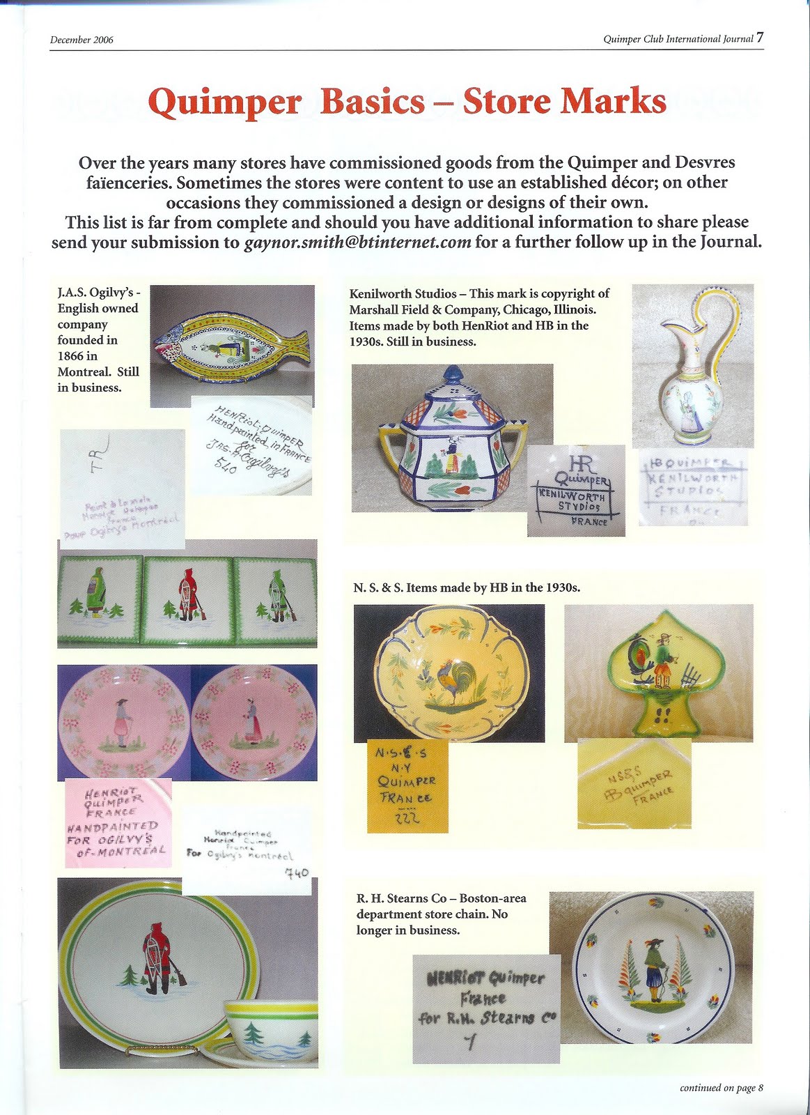 love quimper?: N. S. & S. HB Quimper. Do you know the name of the store??