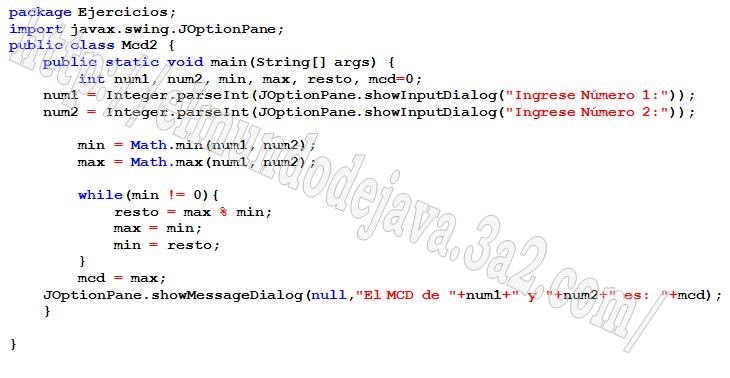 Máximo Común Divisor En Java Mcd En Java Algorirmo De Euclides El Mundo De Los Códigos Java