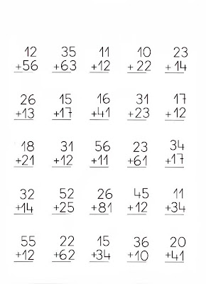 SUMAS 2 CIFRAS MATEMÁTICAS PRIMARIA 2 : FICHAS PARA NIÑOS