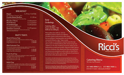 Needless to Say: Menu for Ricci's