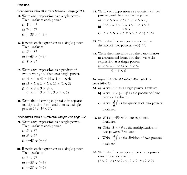 Exponents: Sample Questions & Inquiry