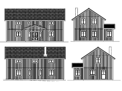 Enebacken: Hus och garageritningar