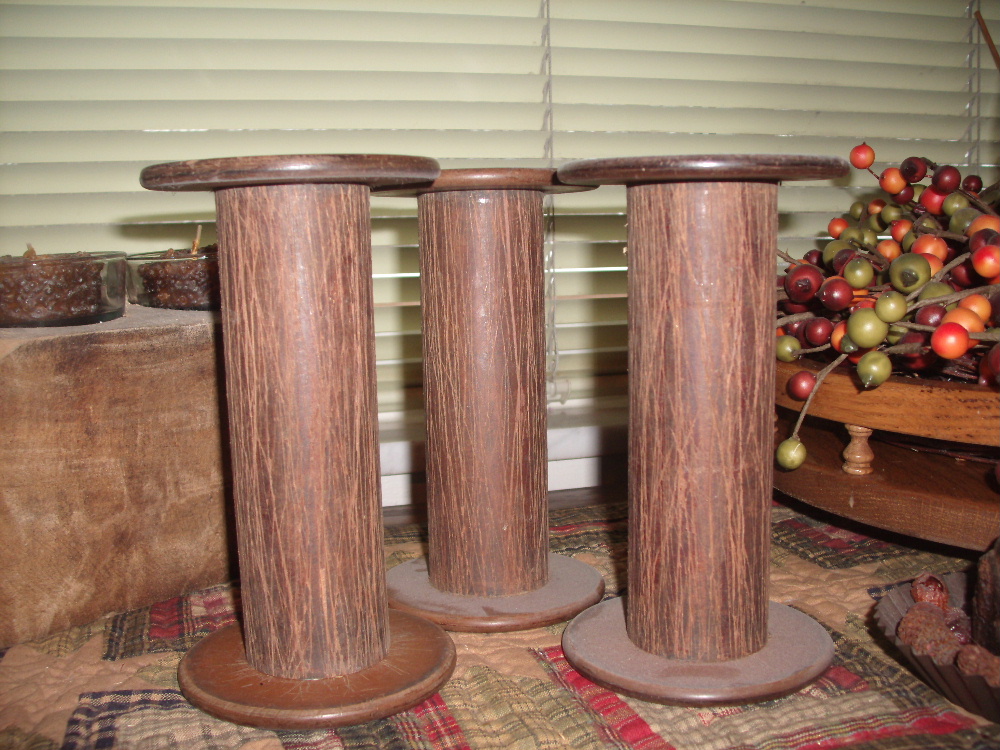 KKL Primitives Selling Blog: 6 1/2 INCH TALL VINTAGE WOOD SPOOLS - 3 ...
